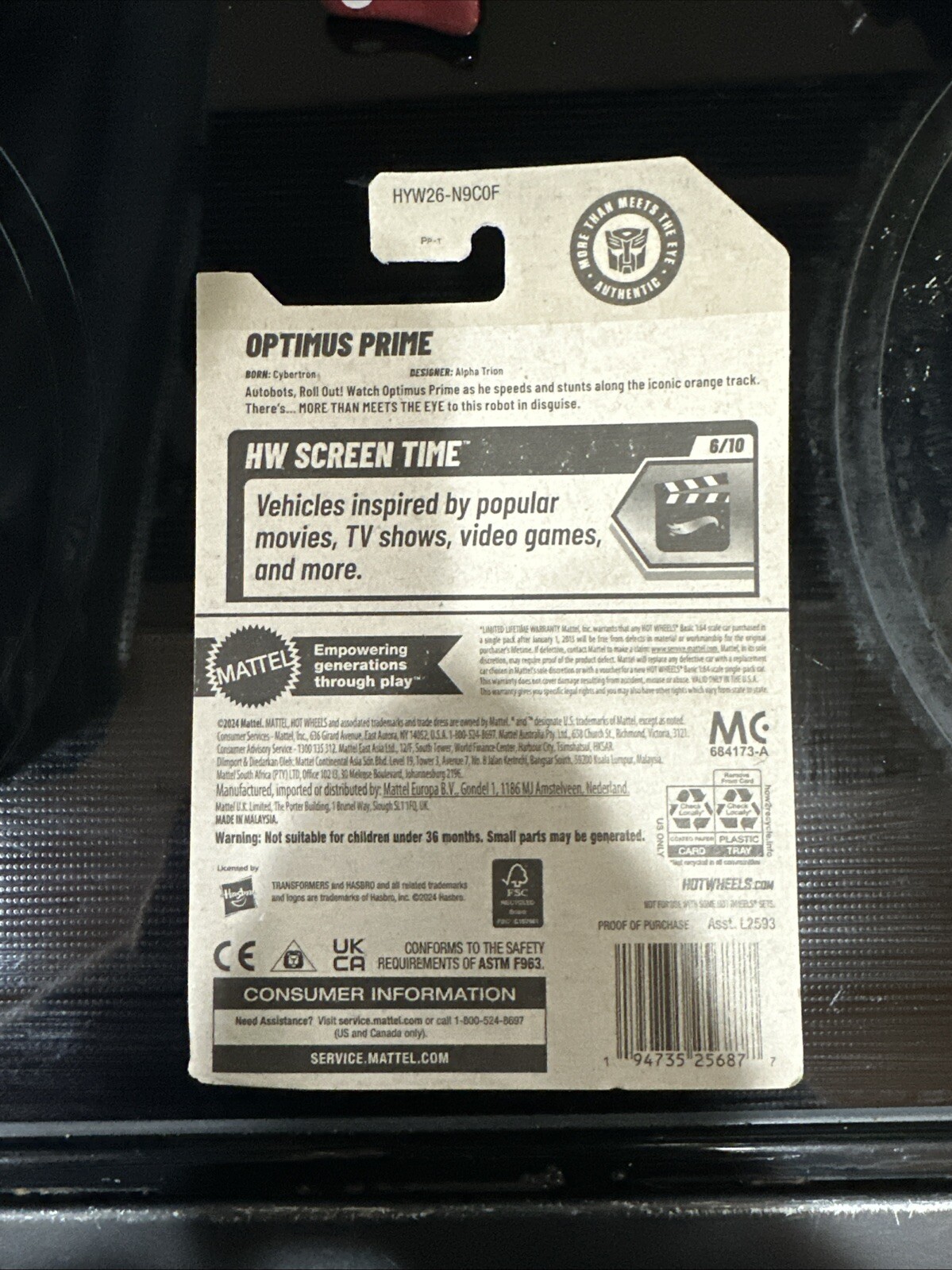 Hot Wheels - Optimus Prime #104 Transformers Screen Time 6/10 2025 | eBay