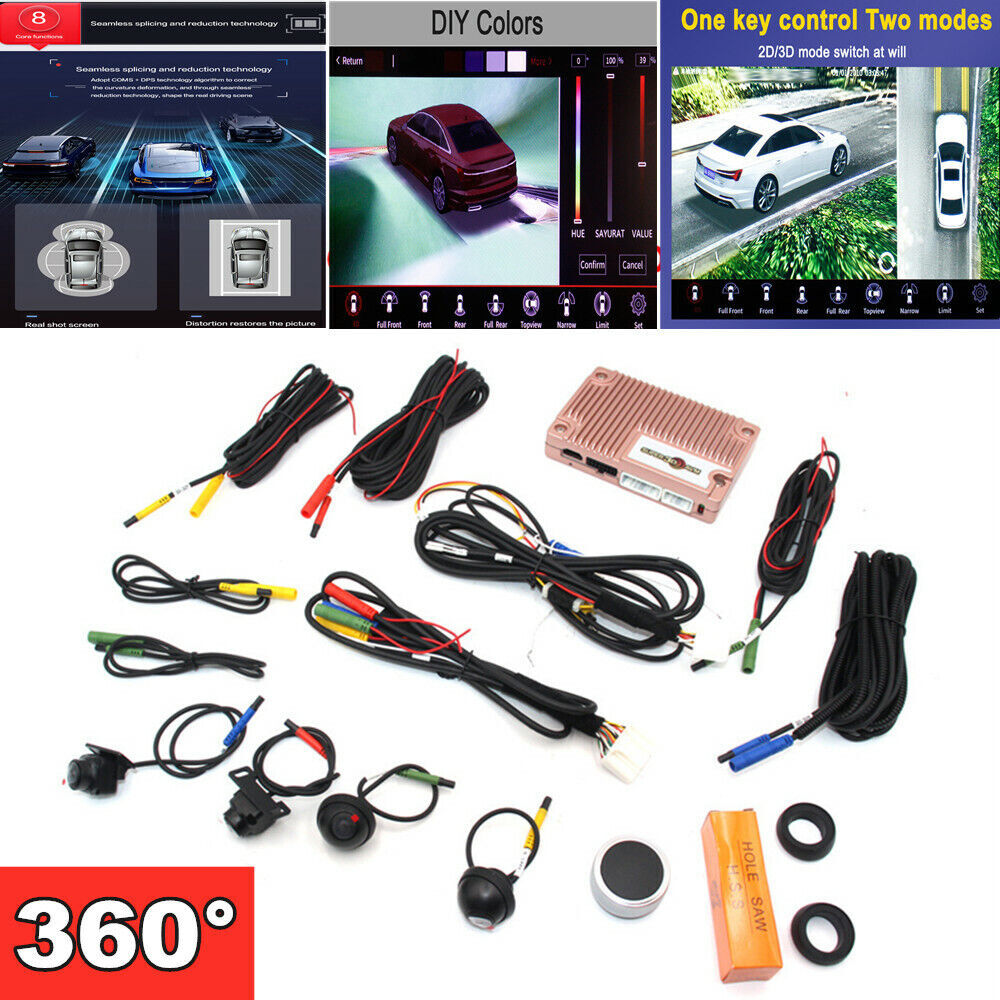 360° Bird Eye View Panoramic 4 Camera Car DVR Recording Parking Rear ...