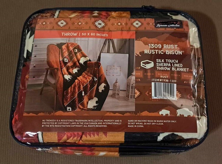 New Rust Rustic Bison Buffalo Sherpa Plush Throw Gift Blanket Native ...