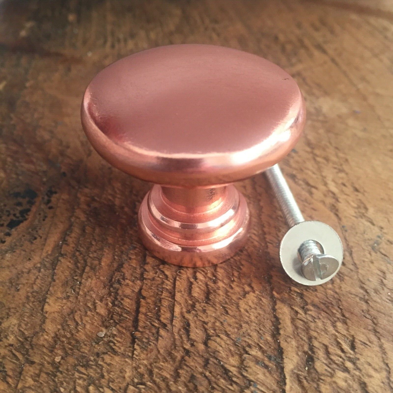 Brushed Copper Round Handles Rose Gold Knobs Pulls Cabinet Door Drawer ...