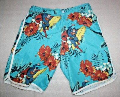 DC Superman Swim Trunks Board Shorts Hawaiian Tropical Print Men's size ...