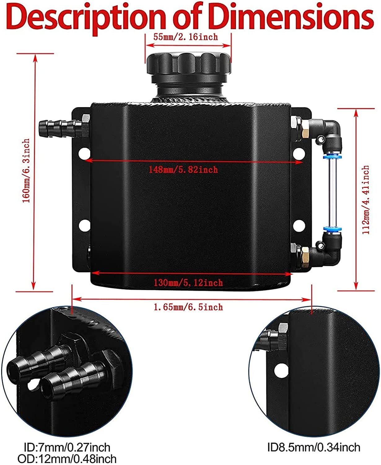 1L Aluminum Radiator Coolant Overflow Bottle Recovery Water Tank ...