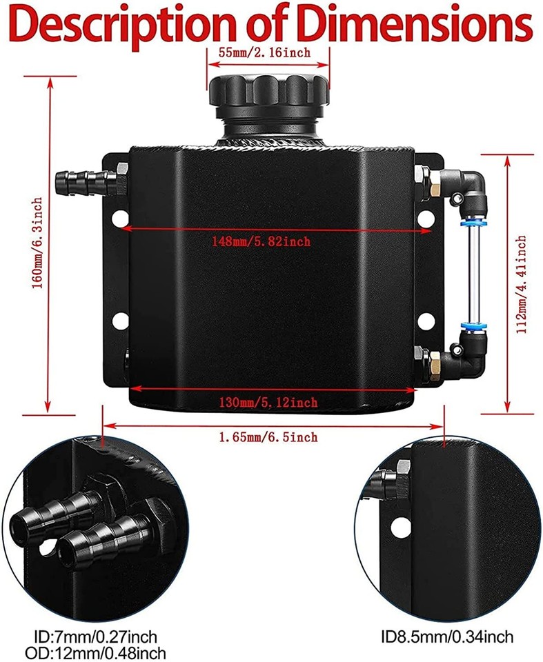 1L Aluminum Radiator Coolant Overflow Bottle Recovery Water Tank ...