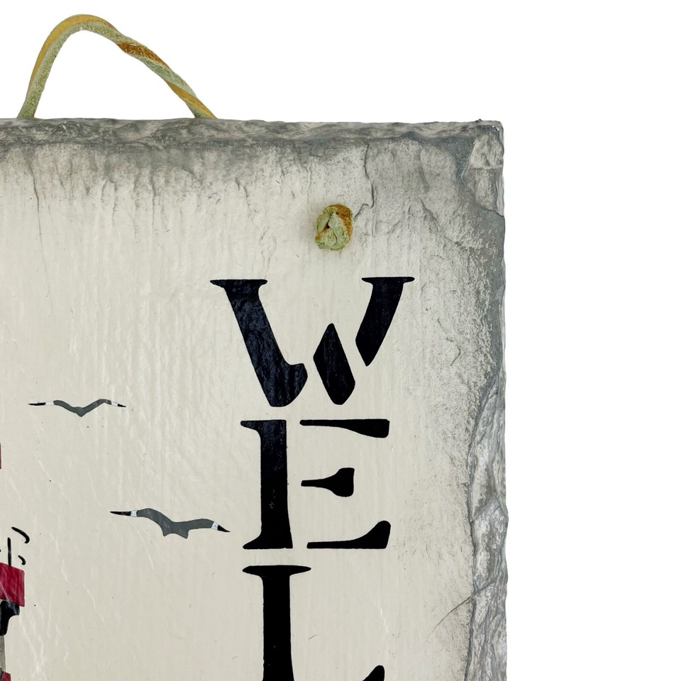 Vintage Slate Welcome Sign Lighthouse West Quoddy Maine Handpainted ...