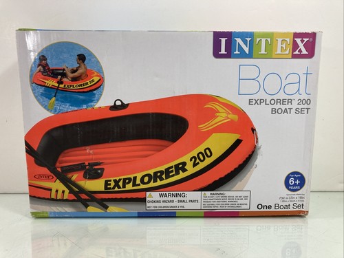 INTEX EXPLORER 200 INFLATABLE 2 Person River BOAT Raft Set W/ 2 Oars ...