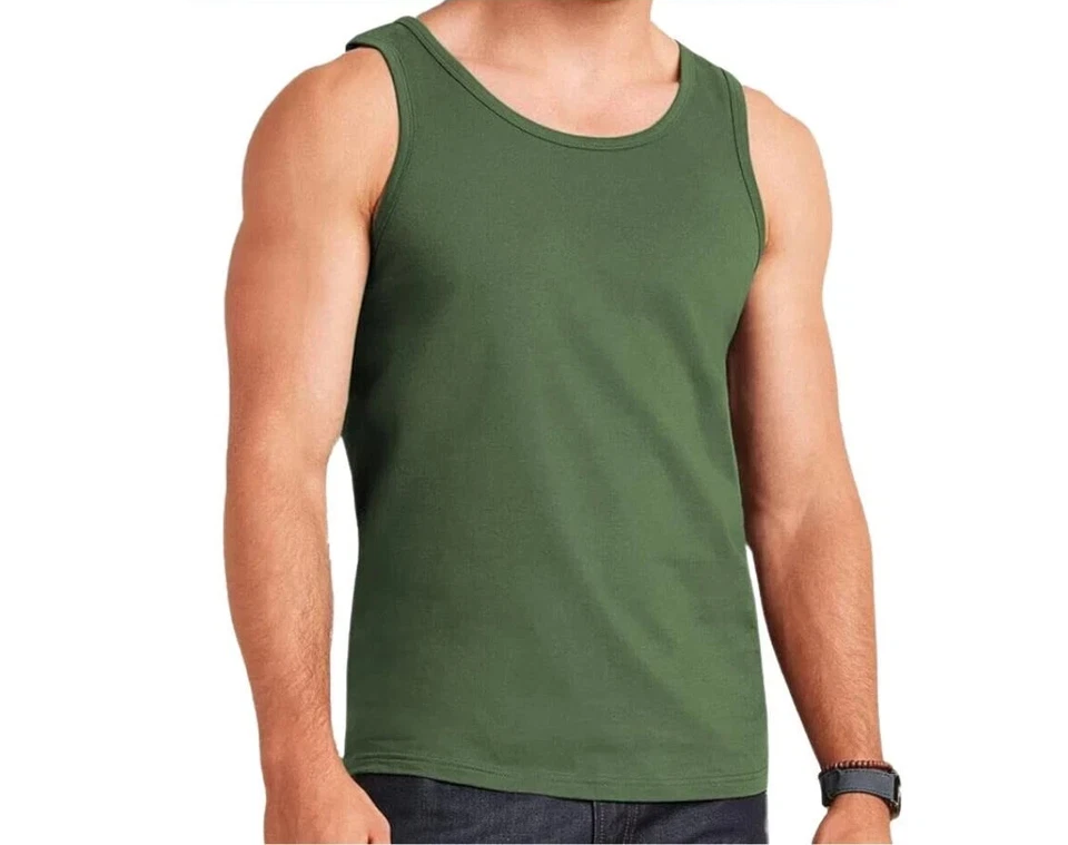 Men Vest Tops Classic 100% Plain Cotton Vests Summer Training Gym Tank ...