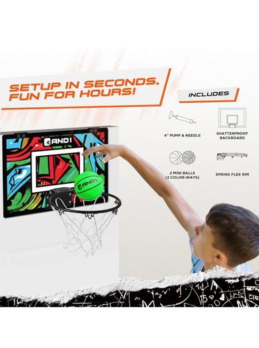 AND1 Over The Door Mini Hoop: - 18”x12” Pre-Assembled Portable | eBay