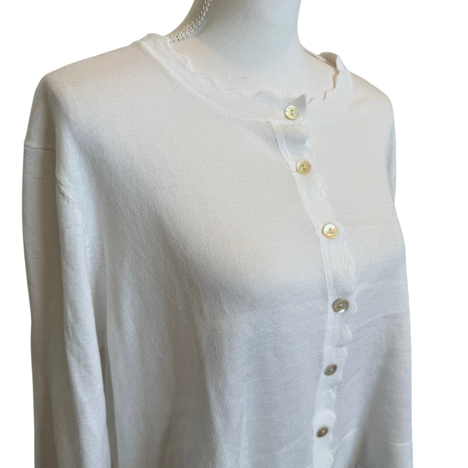 NorthStyle Cropped Cardigan Plus 2X White Buttons NWOT Scallops Topper ...