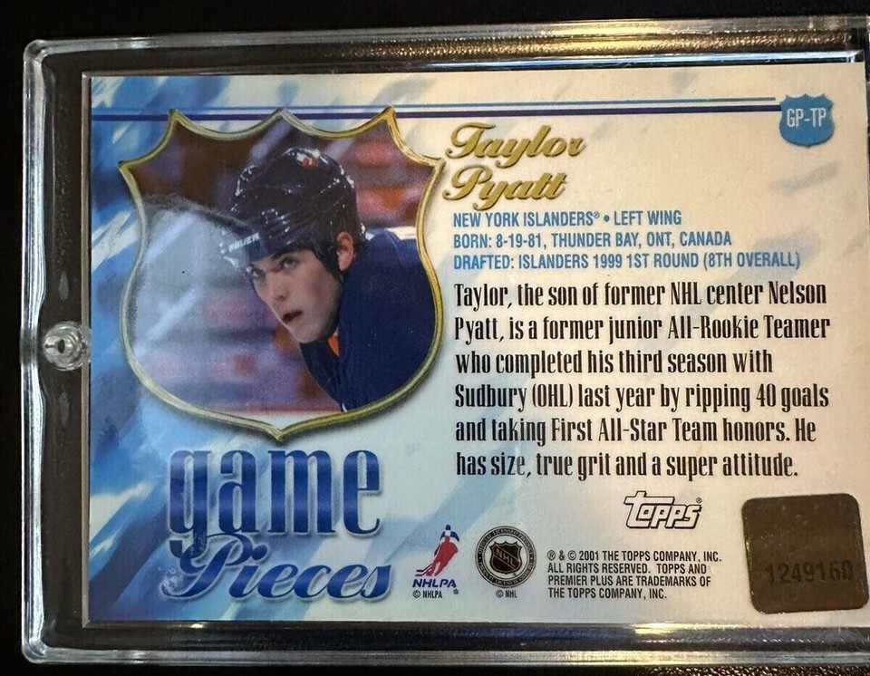 2000-01 Topps Premier Plus Game Pieces Taylor Pyatt #GP-TP | eBay