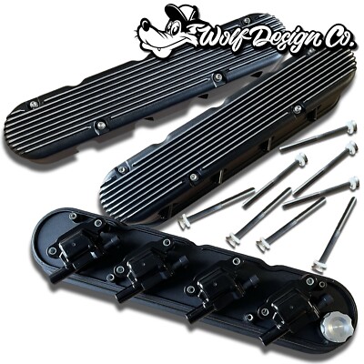 LS Valve Covers Black Finned Aluminum Hidden Coil Packs LS1 LS2 LS3 LS6 ...