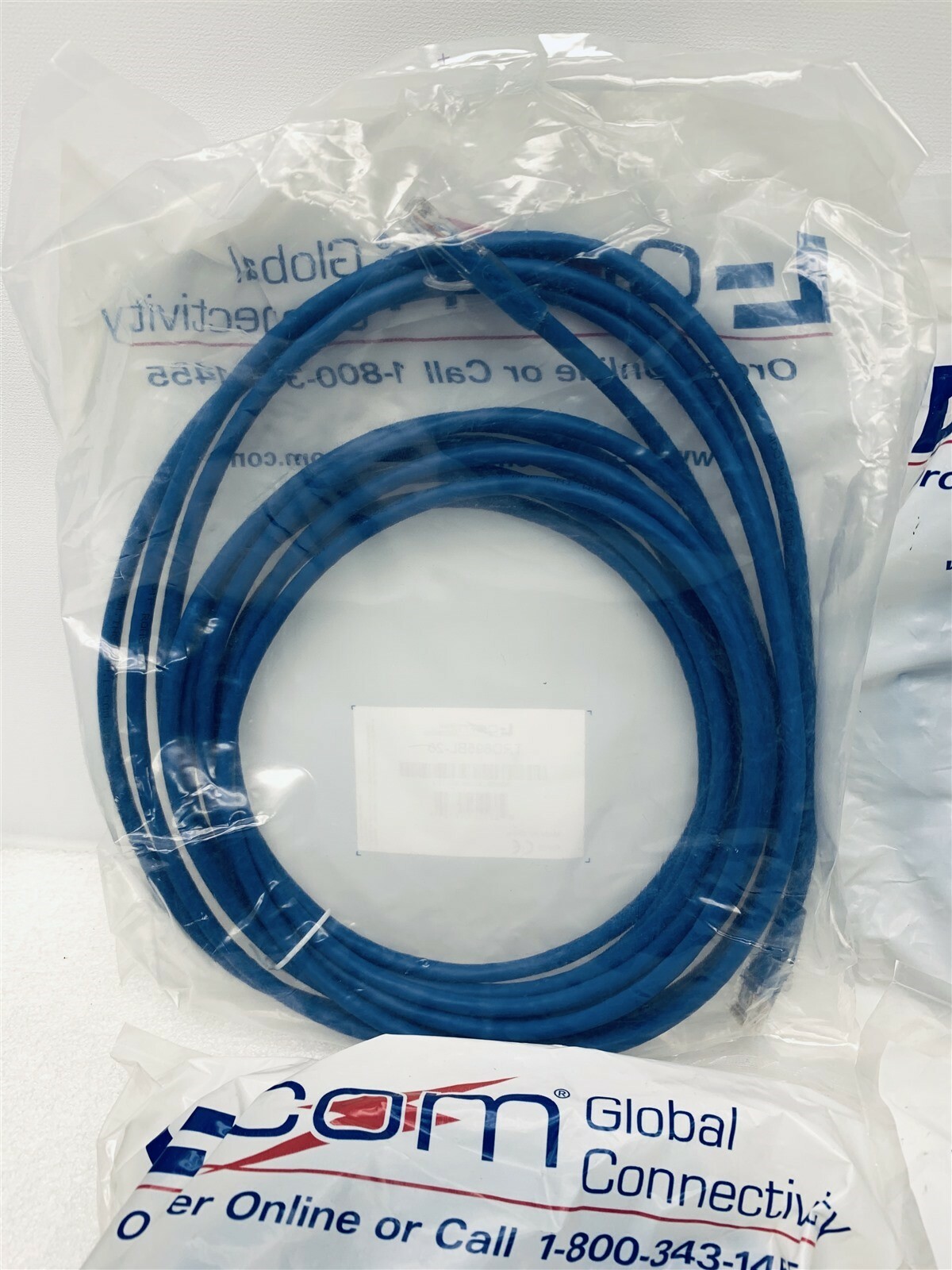 LOT OF 4 L-COM TRD695BL-20 Premium Cat 6 Cable, RJ45 / RJ45, Blue 20.0 ...
