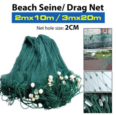 65Ft/33Ft Fishing Drag Net Bait Seine Nylon 2cm Mesh Fish Net 3mx20m Or ...