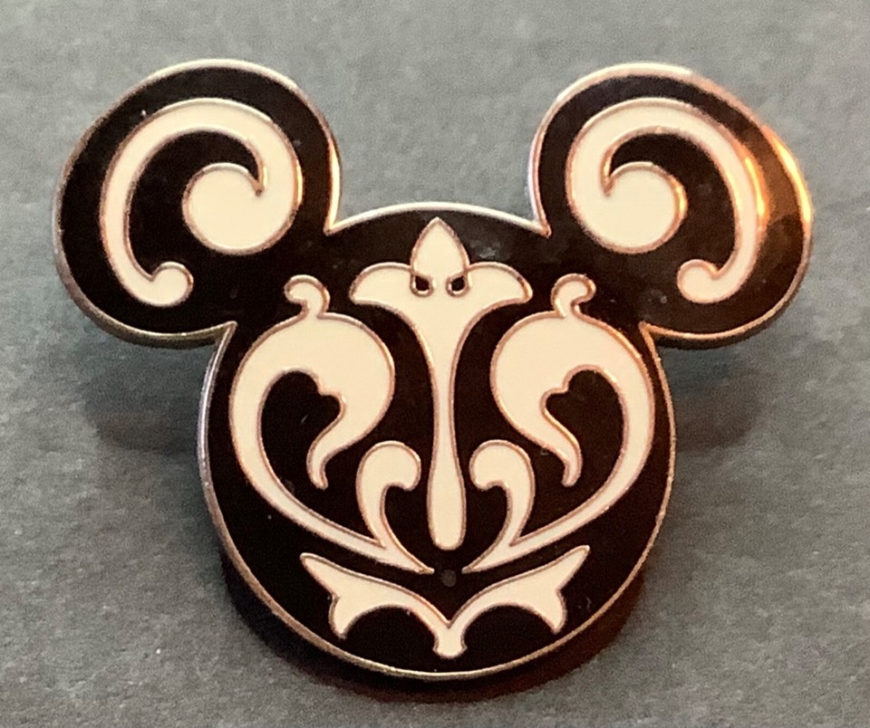 Disney Mickey Mouse Head Black And White Brocade style Pin | eBay