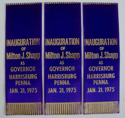 VINTAGE LOT OF 3 1975 MILTON SHAPP PENNSYLVANIA GOVERNOR INAUGURATION ...