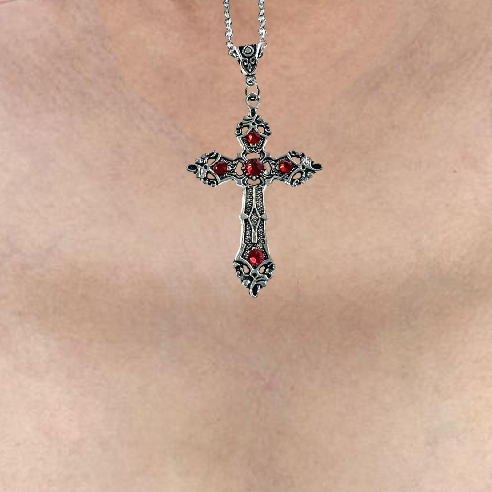 Cross Necklace Creative with Rhinestones Stylish Cross Pendant Necklace ...