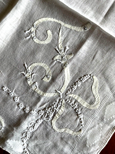 Vintage White Cooton 13" Hanky- "F" Appliqued Initial | eBay
