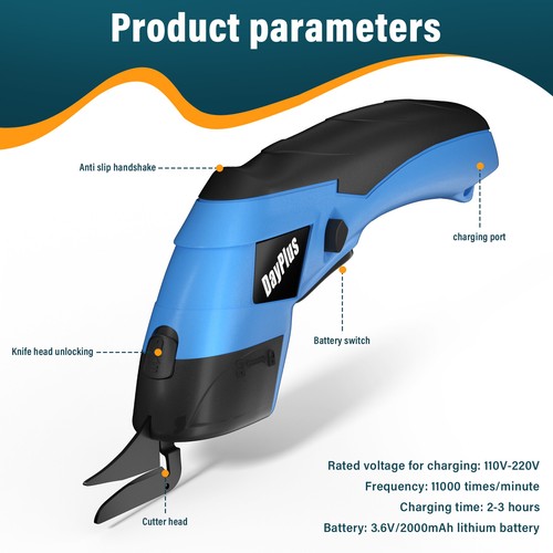 Cordless Power Scissors Rechargeable Battery Leather Cardboard Crafts ...