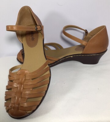 New! Soft spots TATIANA Brown Leather Huarache Heeled Sandals Size 11 N ...