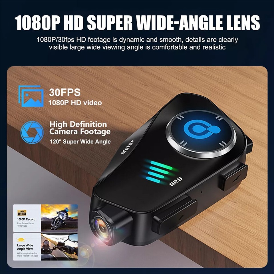 Bluetooth Motorcycle 1080P HD Camera Recorder Motorbike Helmet Headset ...