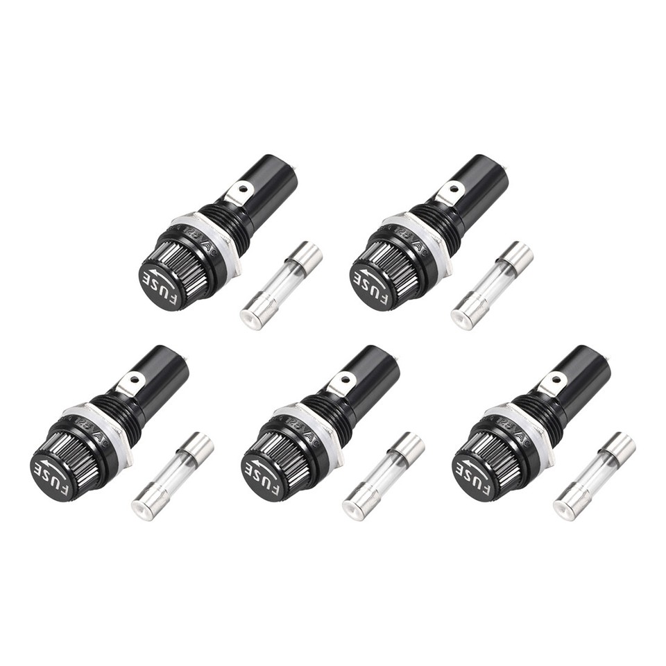 Screw Cap Panel Mounted Fuse Holder AC 250V 10A with 6 x 30mm Glass ...