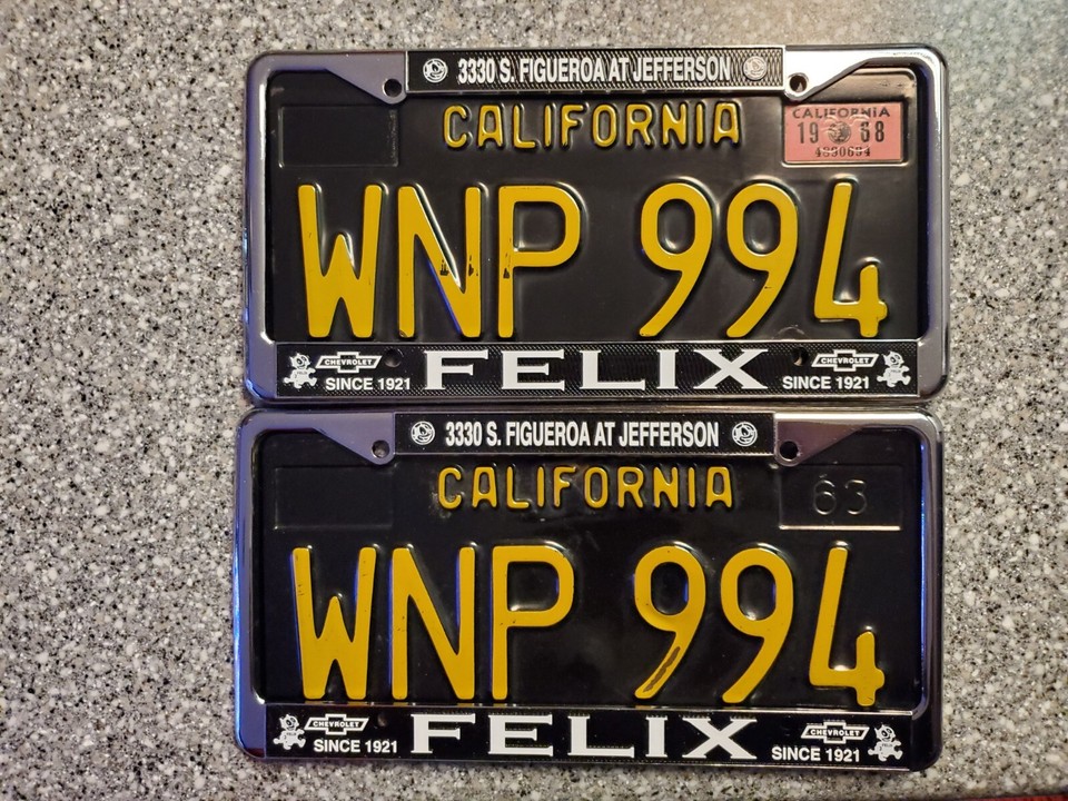 1963 California License Plates, 1968 Validation Sticker, DMV Clear ...
