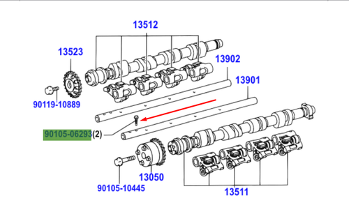 Genuine Toyota 2ZZGE Rocker Shaft Flange Bolt 90105-06293 | eBay
