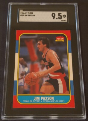 1986 Fleer Basketball #85 Jim Paxson SGC 9.5 MINT+ Portland Trail ...