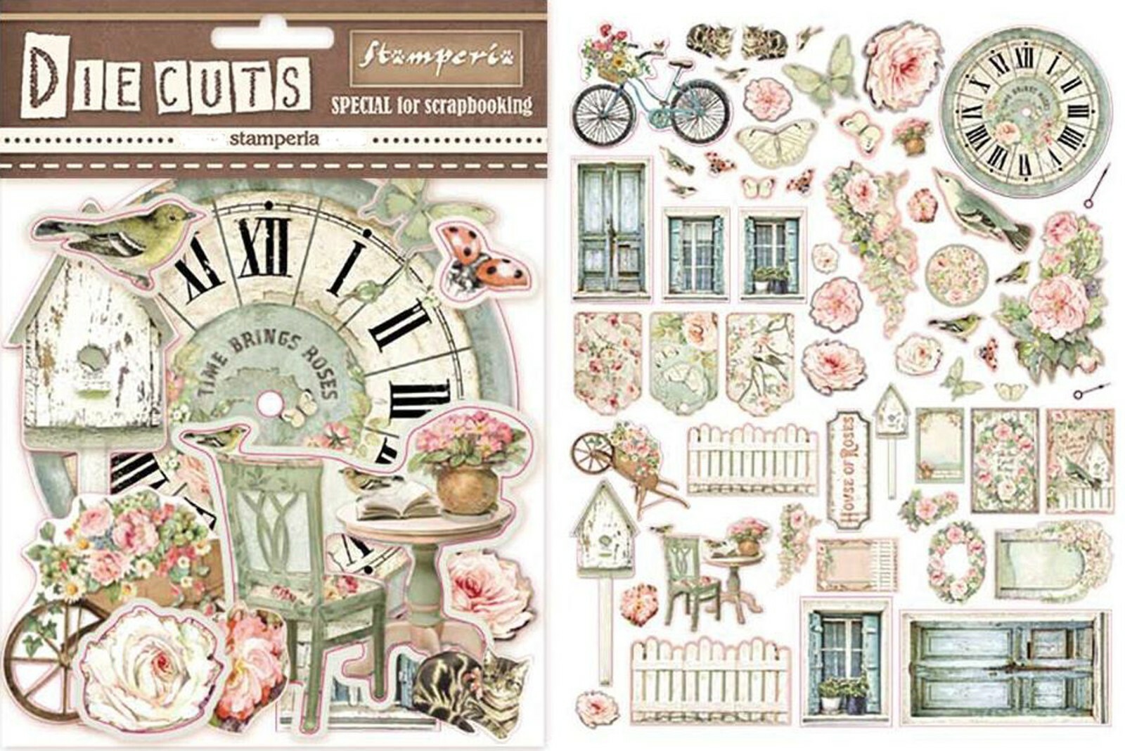 HOUSE OF ROSES Collection Flowers Birds DIE CUTS 59 PCS STAMPERIA ...