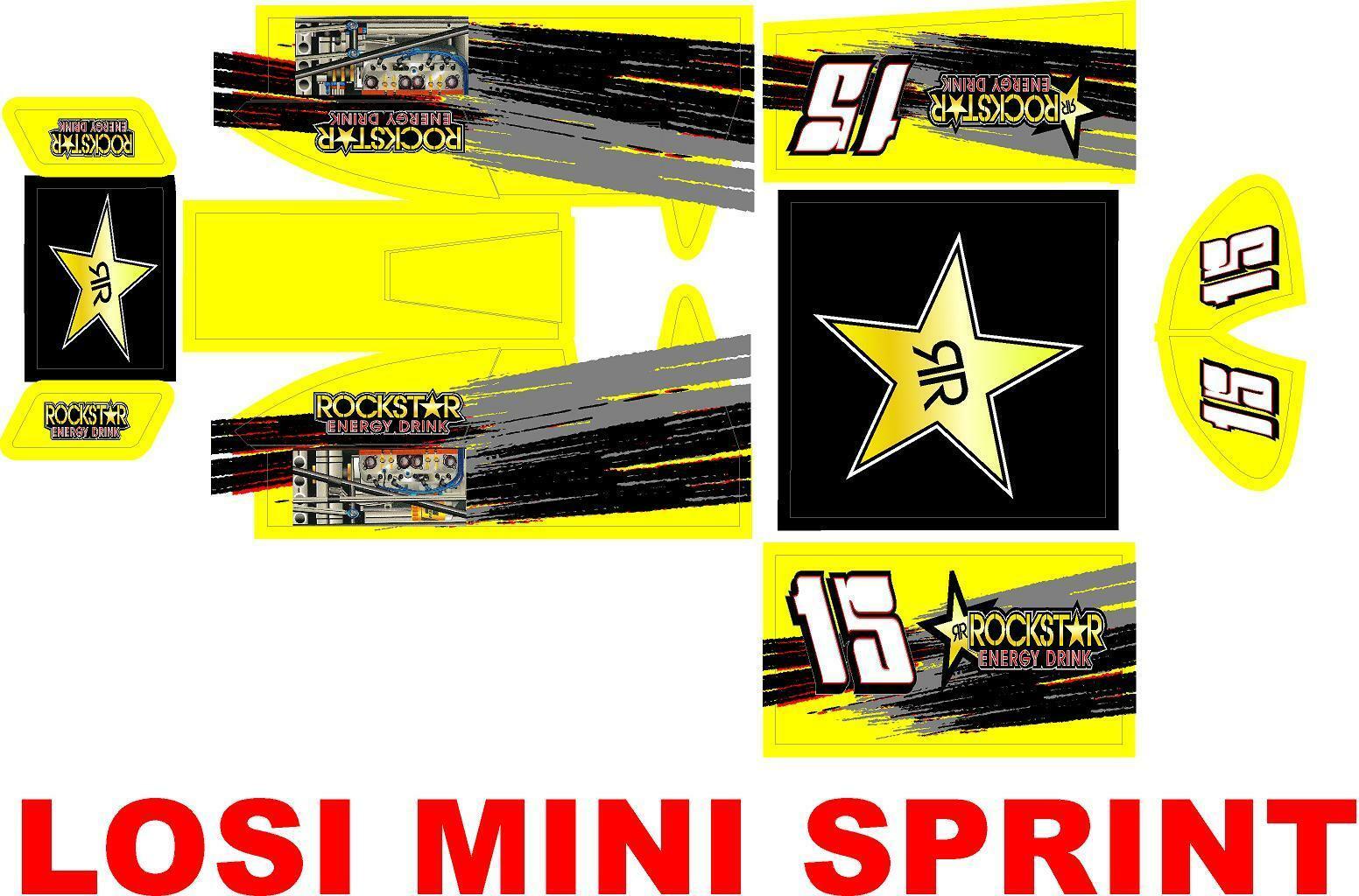 losi mini sprint, slider 1/18 wrap kit decal sticker ROCKER STAR CUSTOM ...