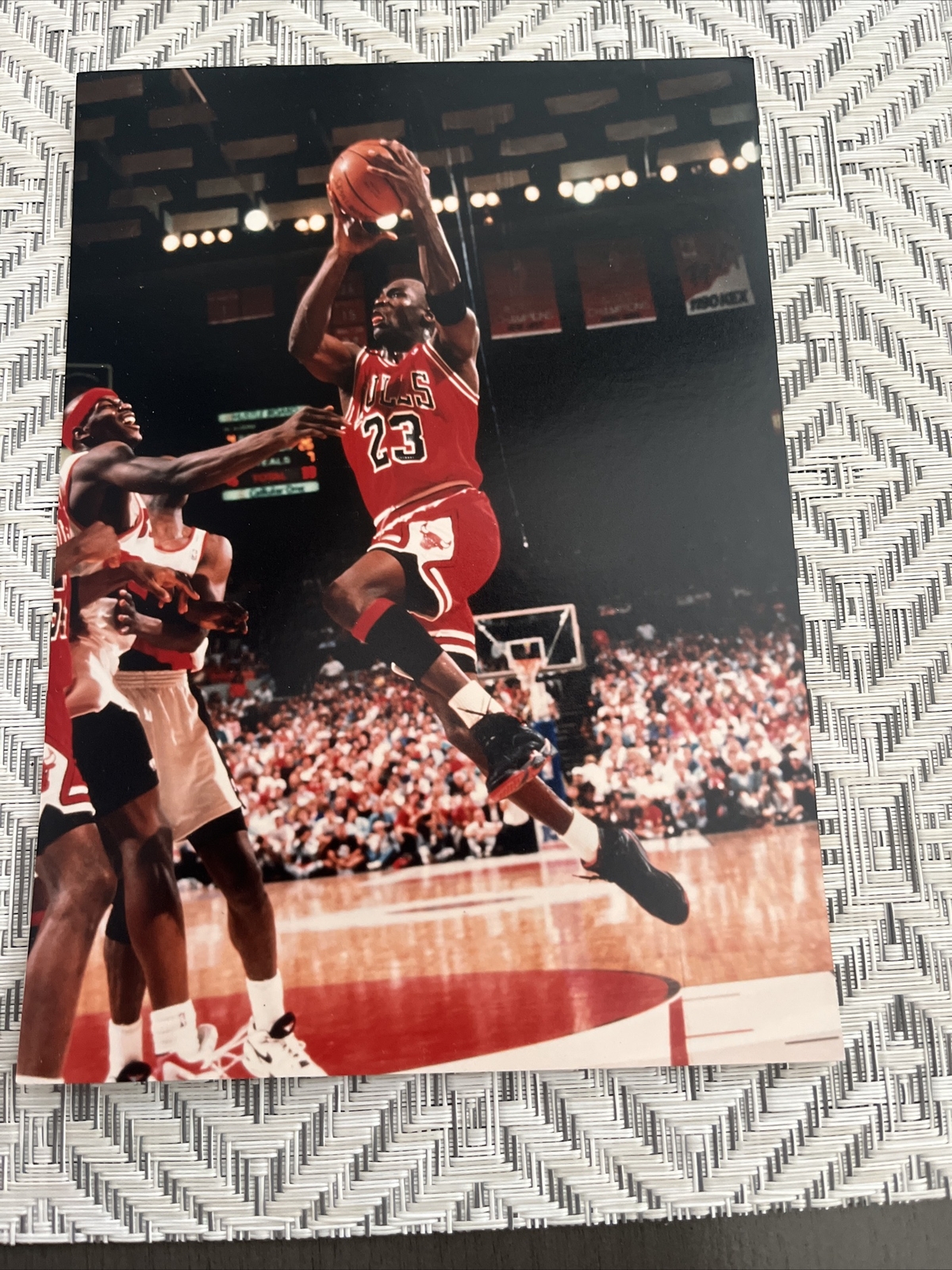 Vintage NIKE AIR JORDAN Mini Poster Print Ad MICHAEL JORDAN RED BLACK 5 ...