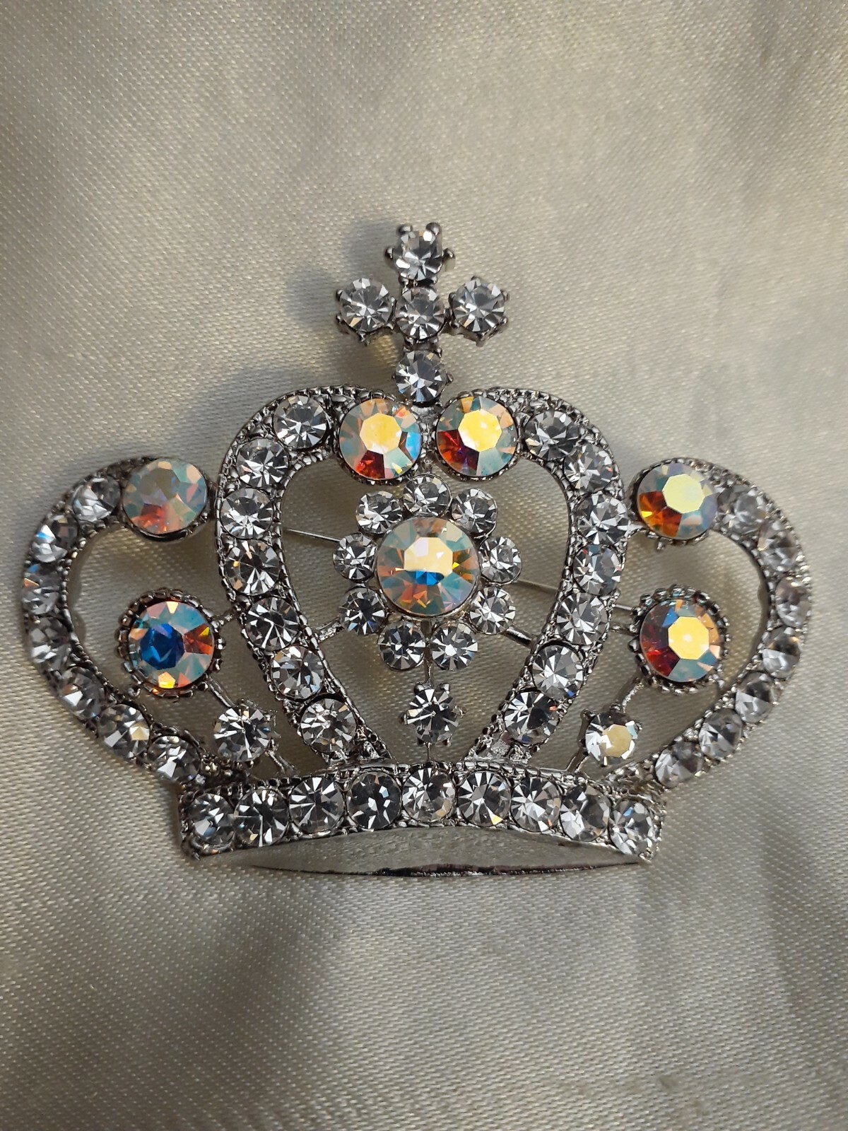 Bishop Crown Pin Brooch AB Crystal King Queen Lady Duchess Royalty ...