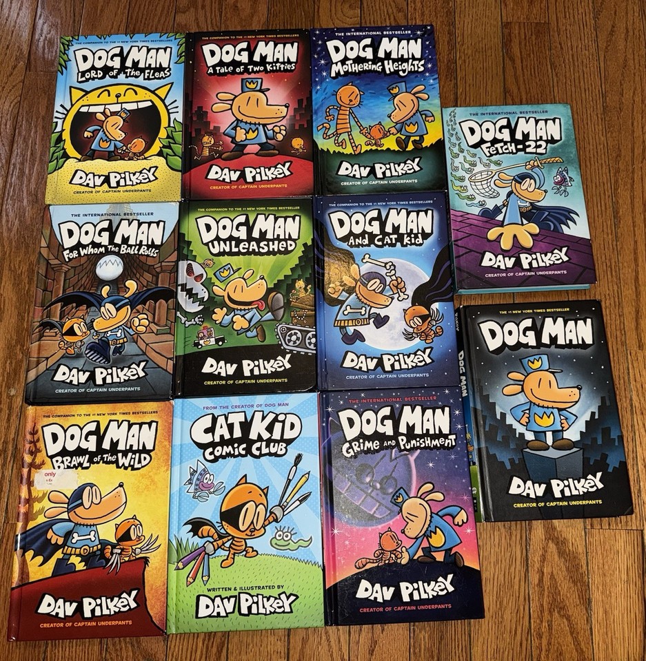 Lot of 11 Dog Man Cat Kid Series Hard Cover Books- Dav Pilkey | eBay