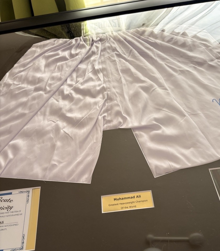 Rare Muhammad Ali Signed Boxing Shorts + COA + Framed Autograph By The ...