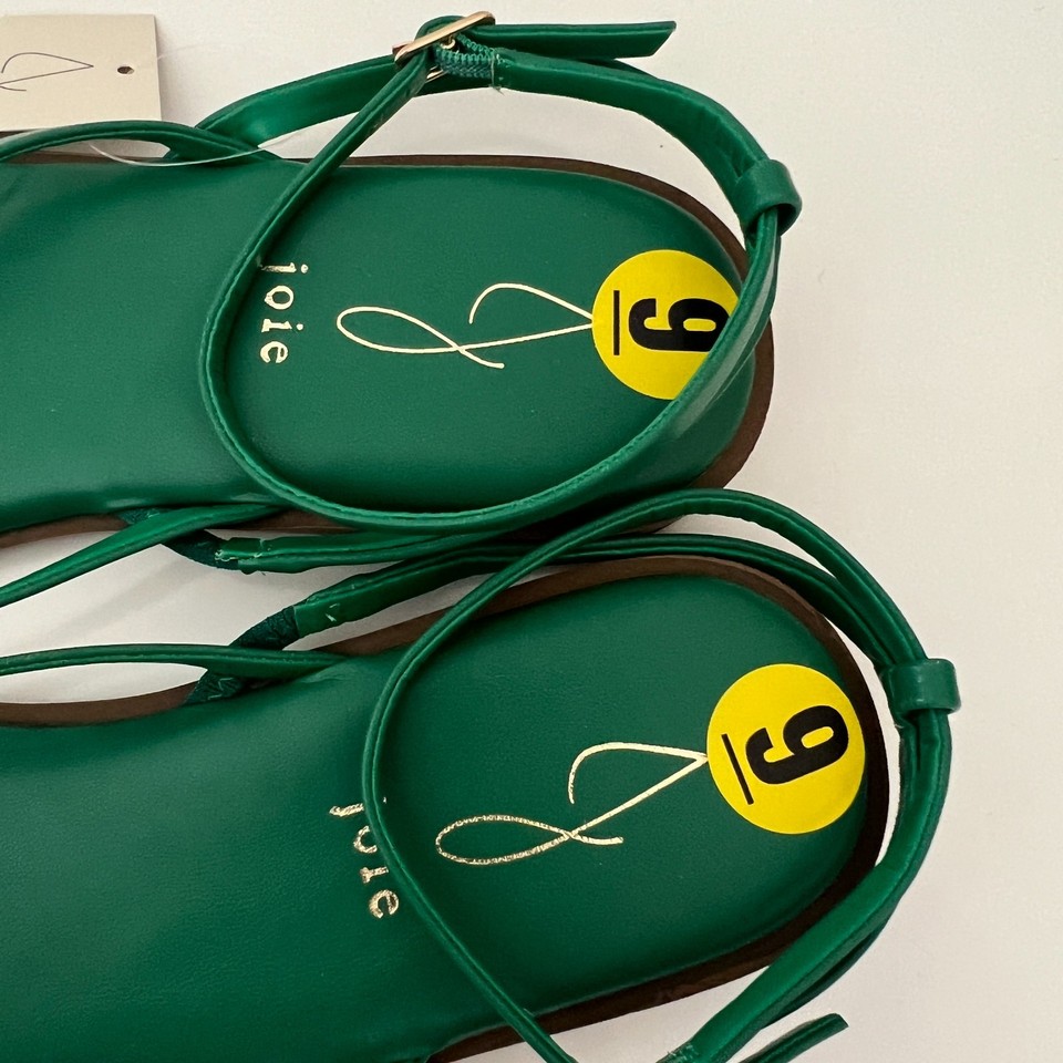 JOIE "Vida" Women's Toe Loop Ankle Strap Flat Sandal Shoes - Green ...