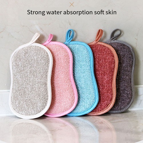1PC Reusable Double Side Sponge Dish Washing Scour Kitchen Cleaning ...
