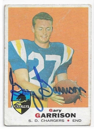 GARY GARRISON Autographed Signed 1969 Topps card 233 San Diego Chargers ...