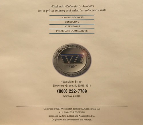 Wicklander - Zulawski : Interview and Interrogation Techniques (CD 1987 ...