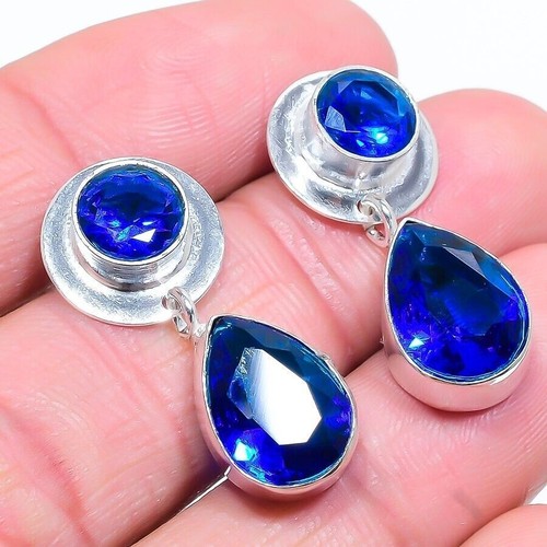 Blue Tanzanite Gemstone 925 Sterling Silver Jewelry Tops Earring Size 1 ...