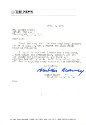 REUBEN MAURY Signed Letter - Pulitzer Prize | eBay