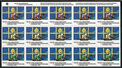 Canada Poster stamps: 1993 CANADA Christmas Seals sheet of 15 - UNI #92 ...