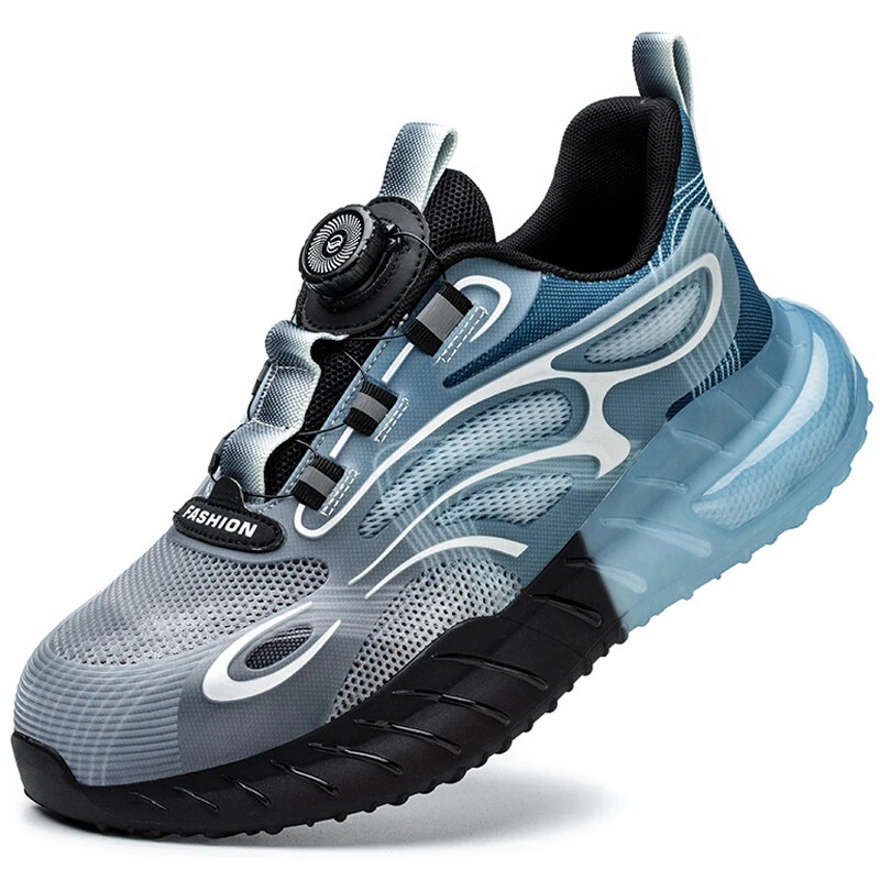 Men Steel Toe Shoes Work Boots Safety Rotating Button Anti-smash ...