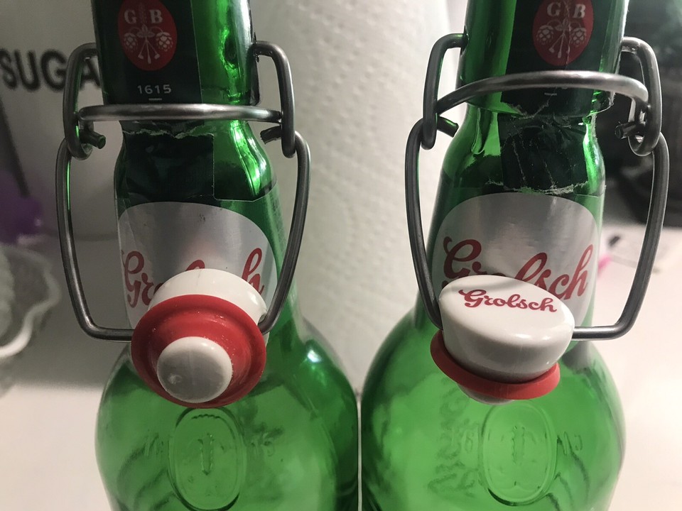 Two Green Grolsch Bottles With Swing Top Ceramic Caps — Ideal for Home ...