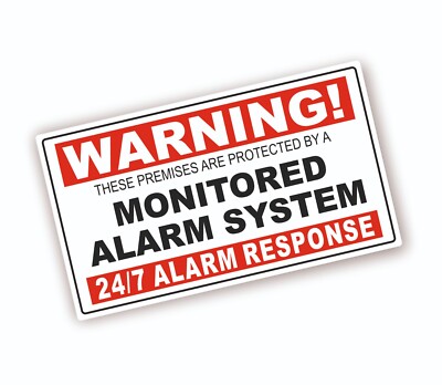1 Sign Premises Protected Monitored Alarm System Stickers External 24hr ...