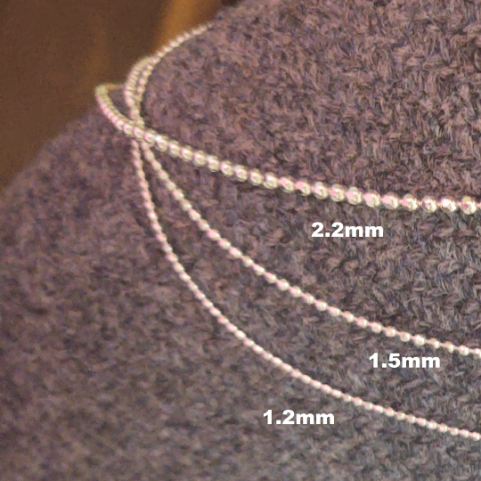 Diamond Cut Bead Chains (1.5mm) 6.5" to 36"--Sterling Silver--Made in ...