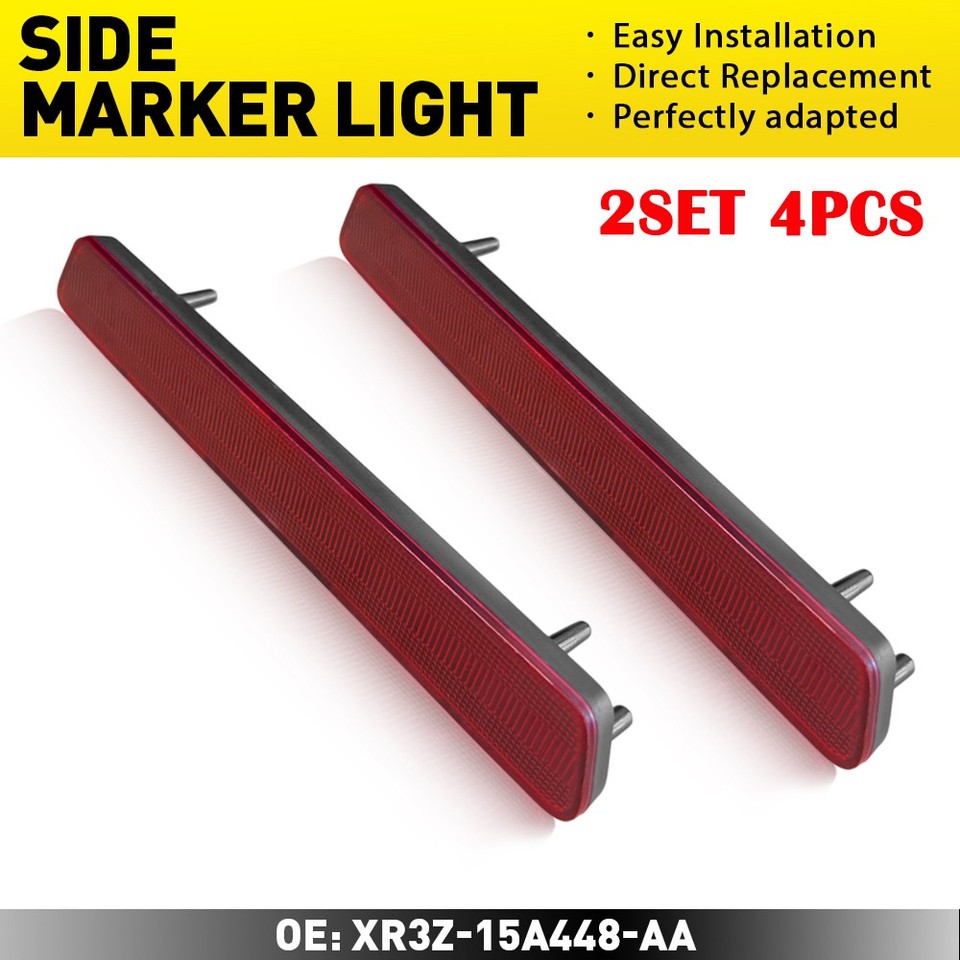 4PC Red Rear Bumper Side Marker Reflectors Fit 99-04 Ford Mustang XR3Z ...