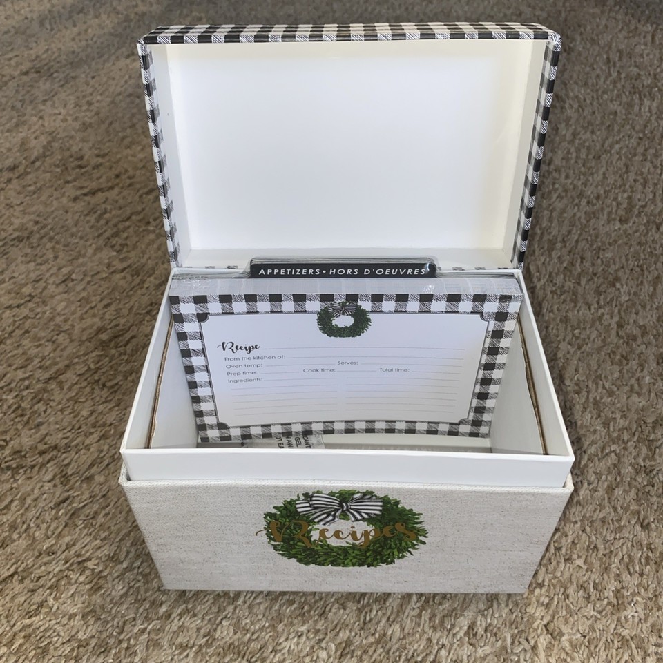 C.R. Gibson Cardboard Recipe File Box, Black & White Holiday with ...