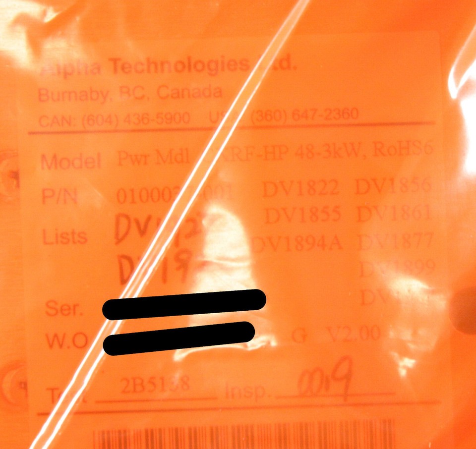 Alpha Technologies Cordex CXRF-HP 48-3KW Rectifier Puissance Module ...