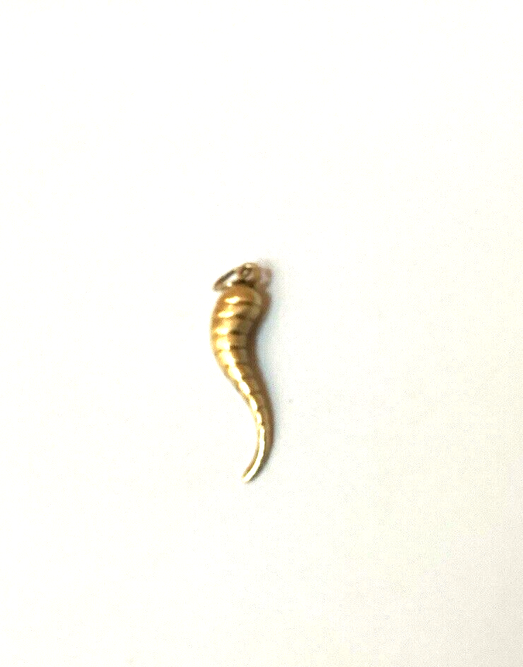 14K Yellow Gold Textured CORNICELLO Italian HORN Good Luck Charm ...