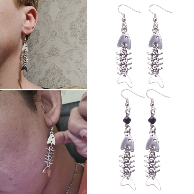 Trend Vintage Fish Bone Dangle Earrings for Women Girl Fish Skeleton ...
