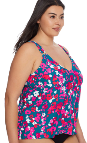 Birdsong MIDNIGHT POPPY Plus Size Sharkbite Underwire Tankini Swim Top ...